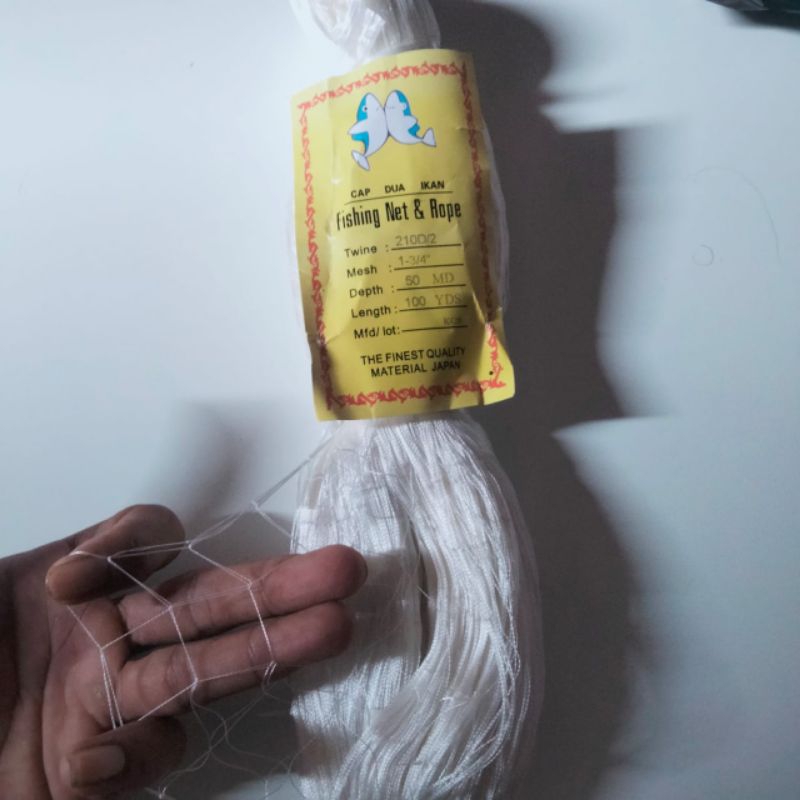 Jual Jaring Ikan Nilon 1 3/4 inchi D2-110-50 MD-100 YDS Ukuran 1 3/4 ...
