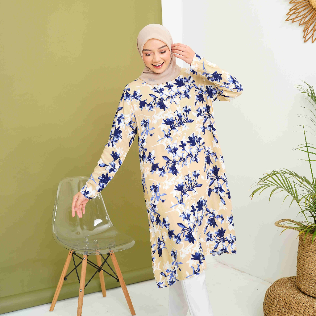 Jual LONG TUNIK RAYON VISCOSE PREMIUM BUSUI/TUNIK RAYON MOTIF TERBARU SERI 2 | Shopee Indonesia