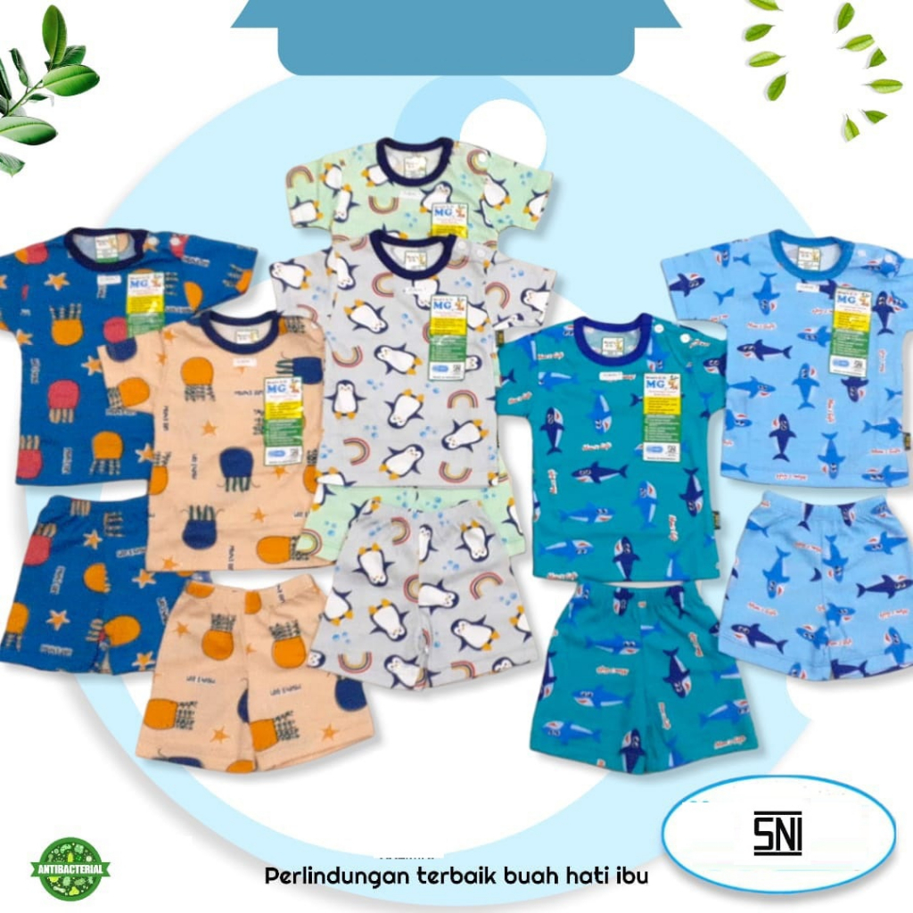 Jual Setelan Baju Bayi Pendek Kancing Pundak / Baju Santai Anak / Setelan Oblong Anak Unisex ...