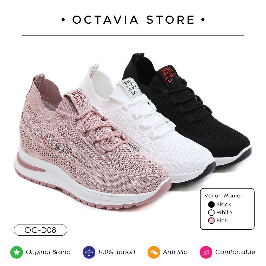 Jual [ORIGINAL] OCTAVIA SHOES Sepatu Sneakers Wedges Wanita #OC-D08 ...