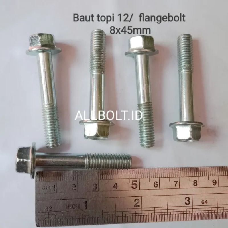 Jual Baut 12 topi baut flange bolt 12 / 8mmx45mm (5 biji ) | Shopee Indonesia