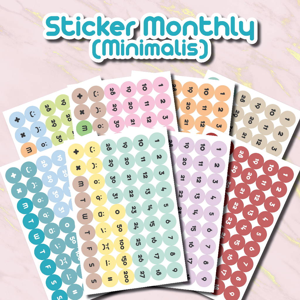 Jual Sticker Monthly Minimalist Planner Cute Pack | Sticker Deco ...
