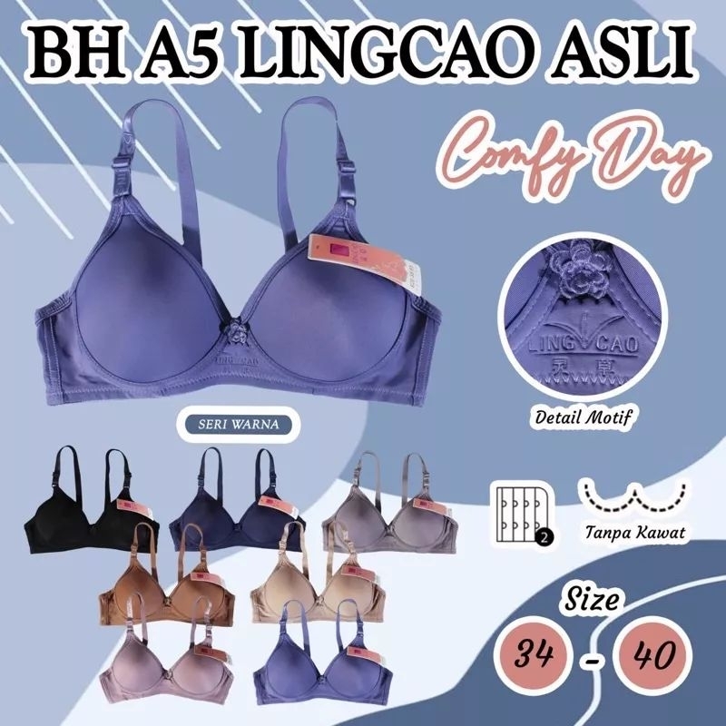 Jual Bra bh lingcao A5 / ukuran 34,36,38,40 / Tanpa kawat / Ada busa / kait 2 / nyaman dipakai ...