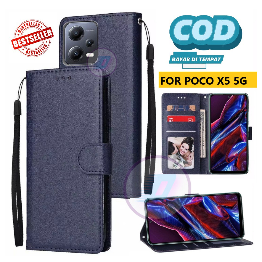 Jual XIAOMI POCO X5 5G - LEATHER FLIP CASE PREMIUM-FLIP WALLET CASE ...