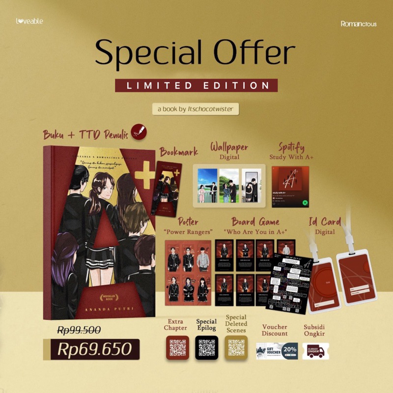 Jual Novel A+ by Ananda Putri - Loveable x Romancious - Gratis Biaya ...