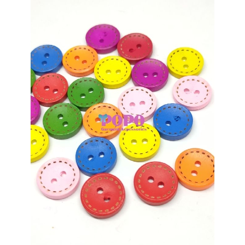 Jual KANCING KAYU WARNA" 15MM ( ISI:50PCS ) | Shopee Indonesia