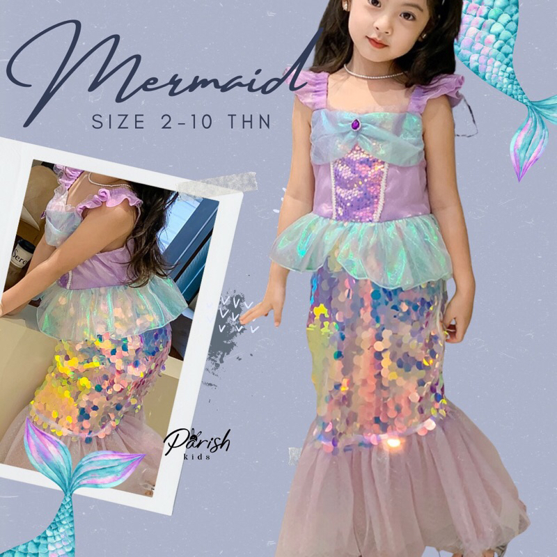 Jual Mermaid Sequins Dress / Kartun Mermaid Dress Anak | Shopee Indonesia