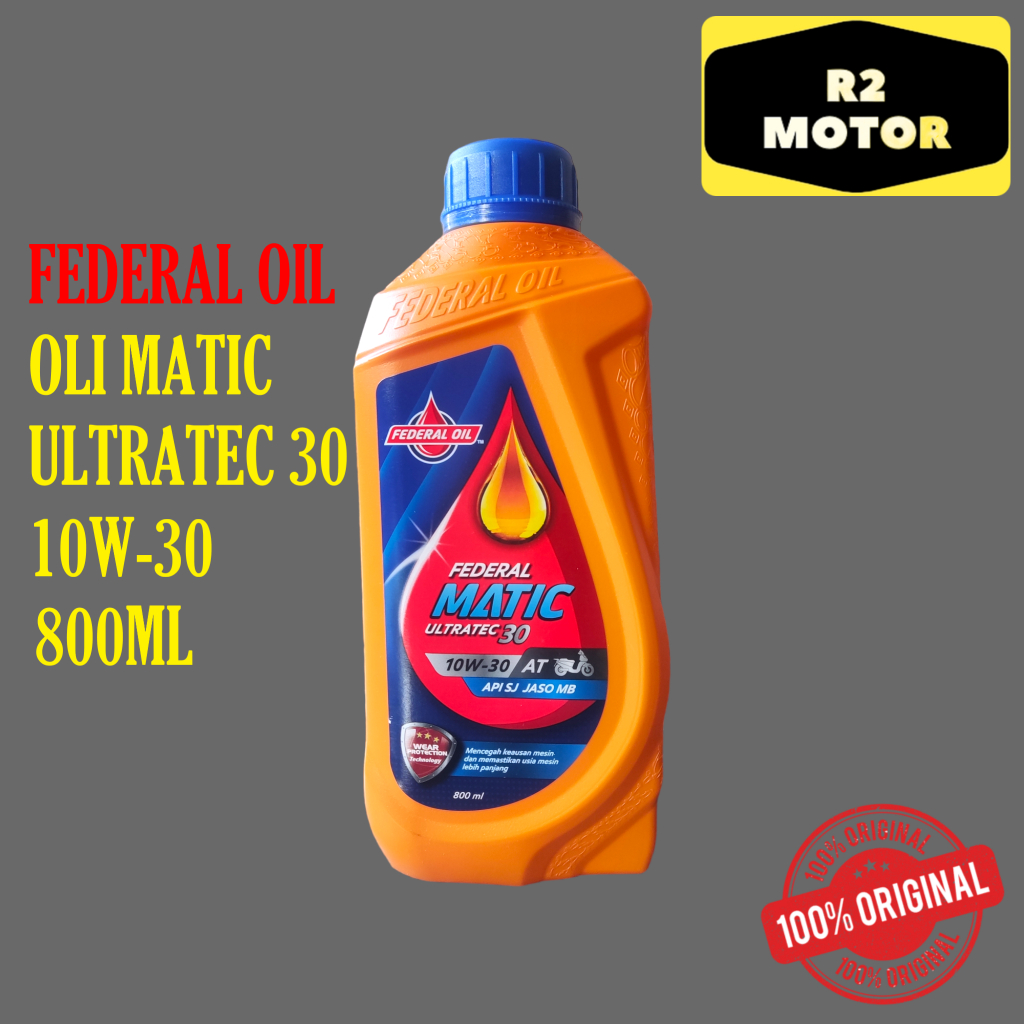 Jual OLI MESIN MOTOR MATIC FEDERAL OIL ULTRATEC 30 10W-30 0.8L 800ML ...