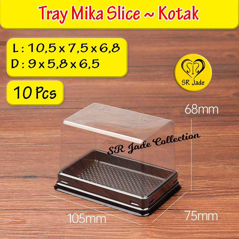 Jual [10pcs] Tray Mika KOTAK Korean Tray Mika Box Slice Cake Mini Box ...