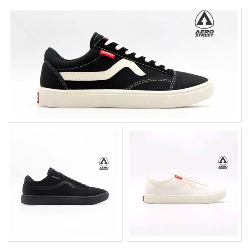 Jual Aerostreet Massive Low 36-44 - Sepatu Sneakers Casual Sport Pria Wanita hitam putih all ...
