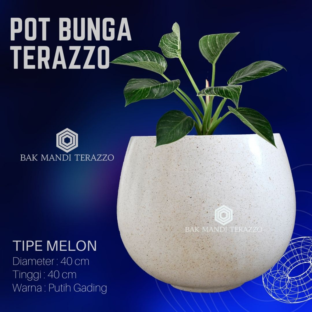 Jual Pot Bunga teraso Tipe Melon T40x40 CM Varian Putih | Shopee Indonesia