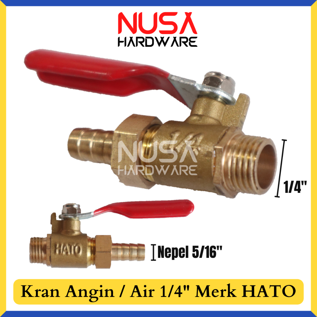 Jual Kran Kompresor Angin HATO Drat 1/4 Inch Nepel 5/16 Inci / Stop ...
