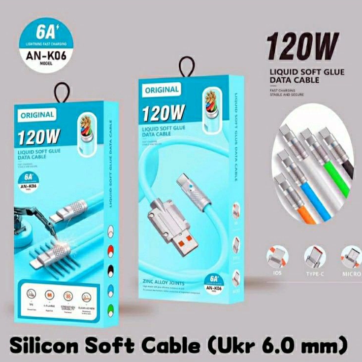 Jual Kabel Data Silikon ( warna rendom ) Super Fast Charging 120W 6A Super Cable Fast Charging ...