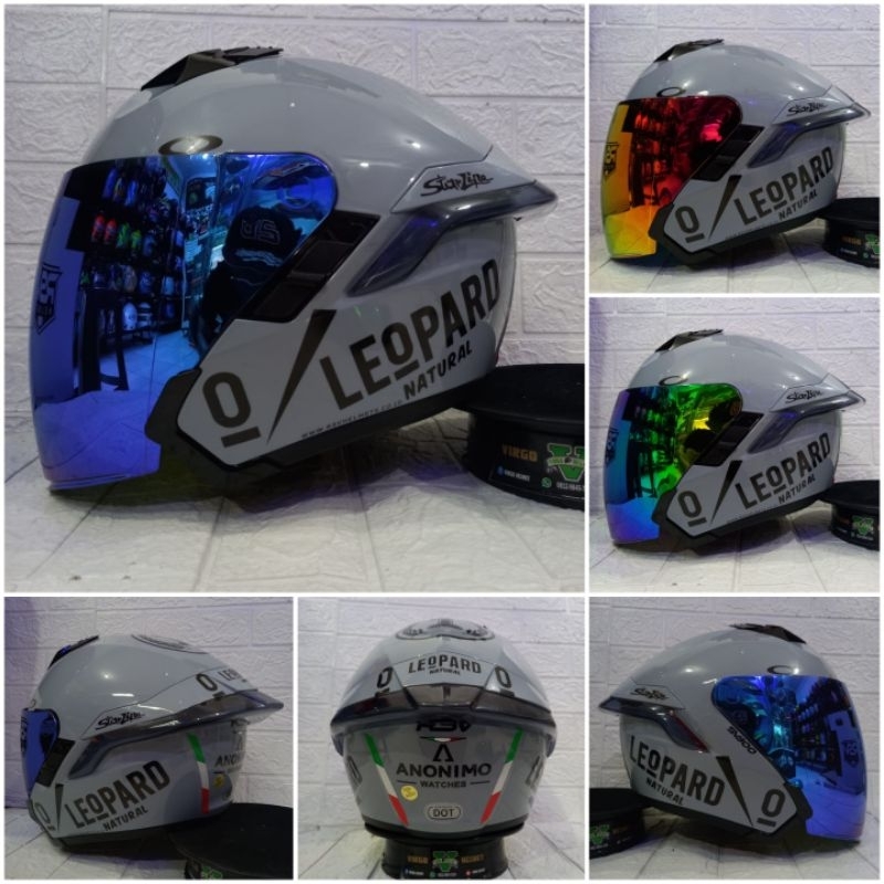 Jual HELM RSV SV300 GREY GLOSSY PAKET GANTENG LEOPARD VISOR IRIDIUM ...