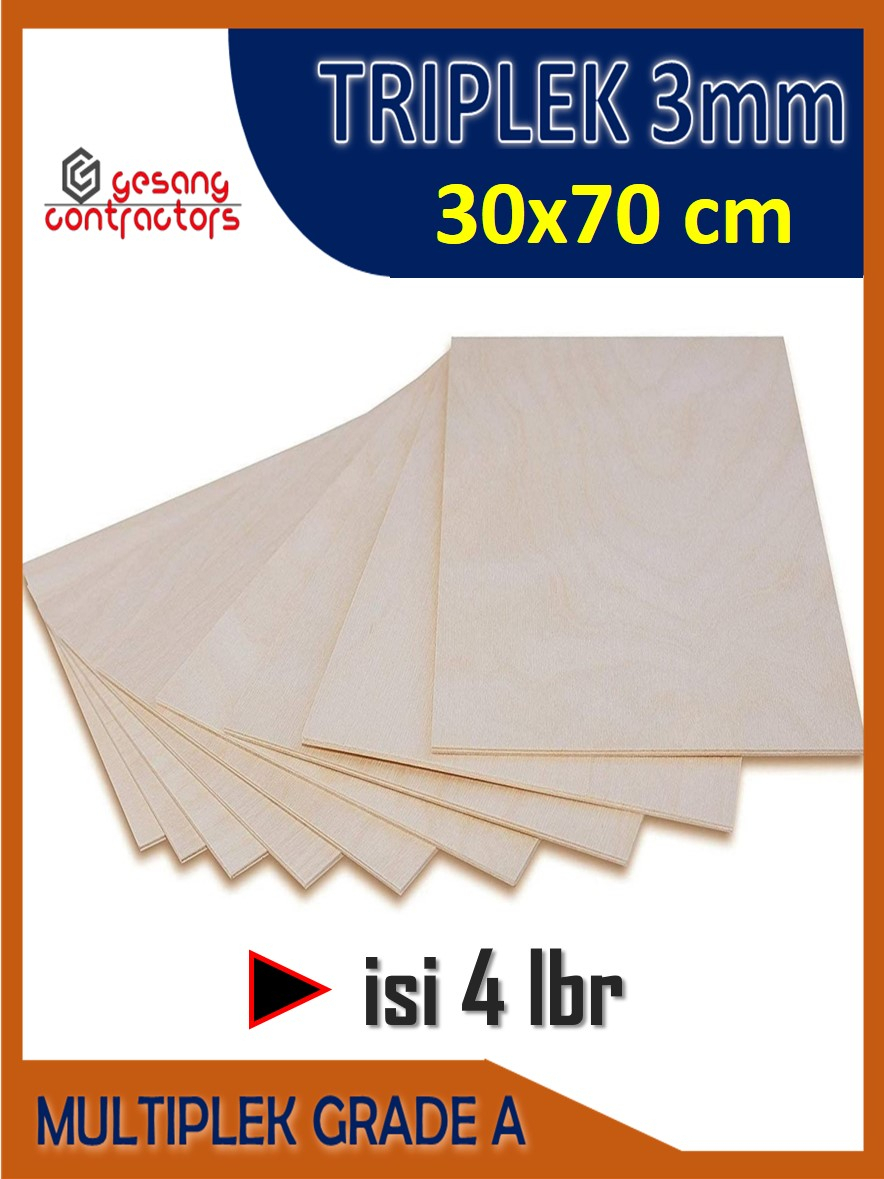Jual TRIPLEK 3 mm 30 x 70 cm (isi 4 lembar) | TRIPLEK 3mm 30x70 cm Triplek Grade A (70x30 cm ...