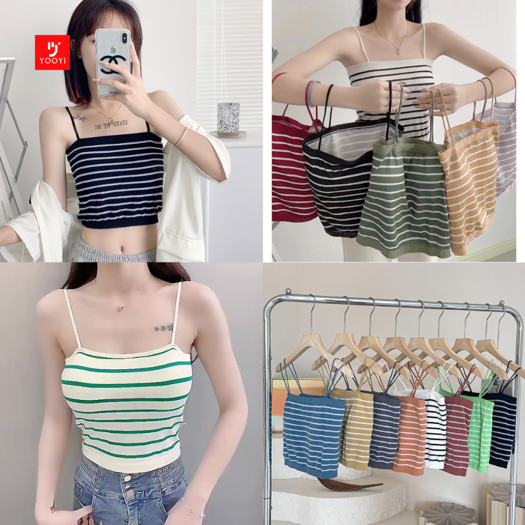 Jual Yooyi Tank Top Wanita With Cup Bh Singlet Perempuan Atasan Sexy Korean Style Crop Top ...