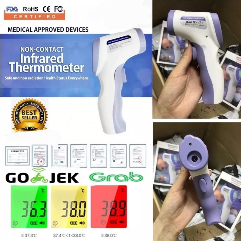 Jual termometer digital IR infrared non kontak 2in1 objek dan suhu ...