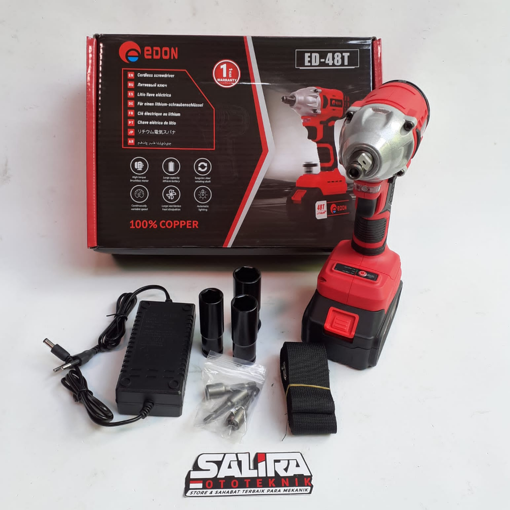 Jual Impact Wrench Impek Mesin Impact 1 Baterai 21V Merk Edon Type ED ...