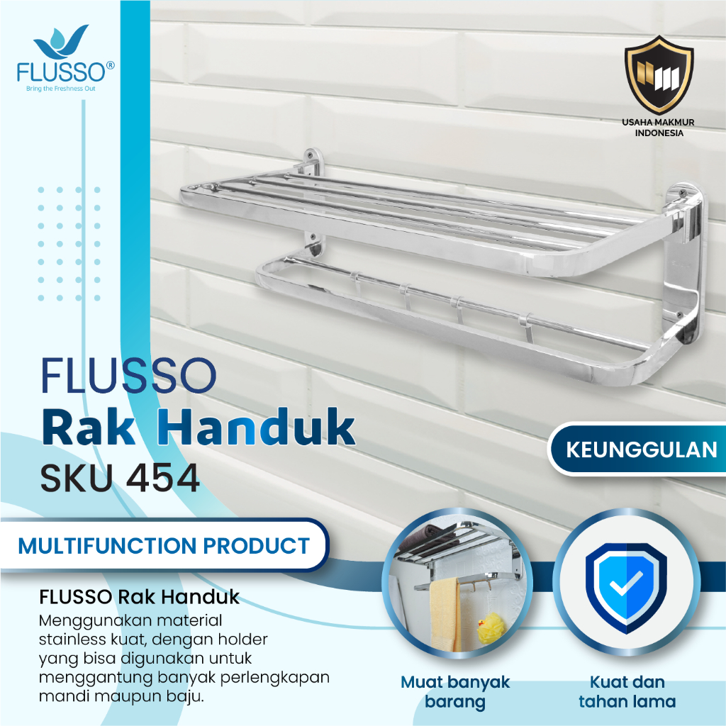 Jual FLUSSO RAK HANDUK LIPAT 2SSN 60CM | Jemuran Handuk Lipat Stainless ...