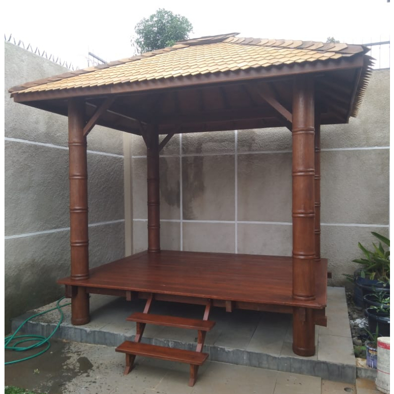 Jual Gazebo Kayu Kelapa Ukuran 250x200 cm Tiang Motif Bambu Finishing ...