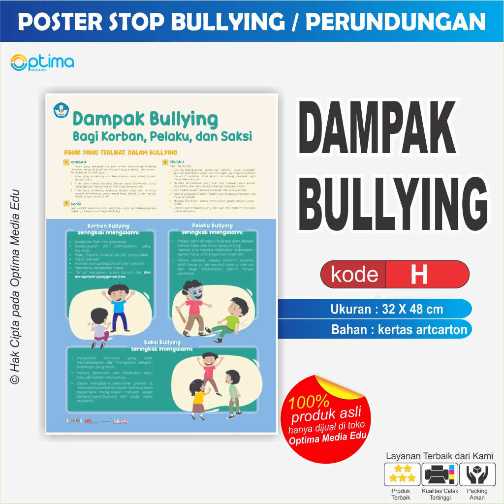 Jual Poster Stop Bullying dan Perundungan BK Untuk SD, SMP, SMA, SMK, Madrasah, Umum, dll ...
