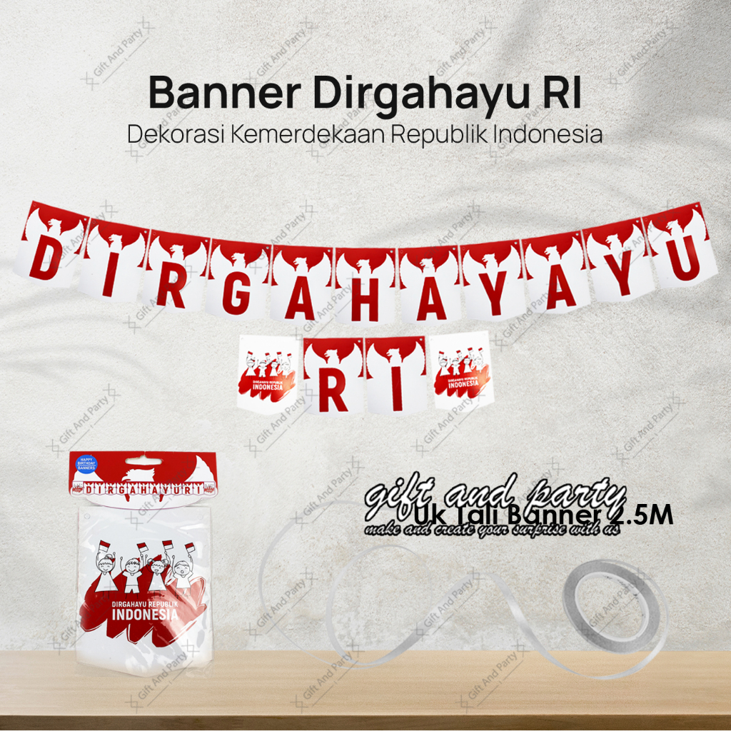 Jual Banner Flag Dirgahayu RI 2 / Bunting Flag HUT RI / Banner Merah ...