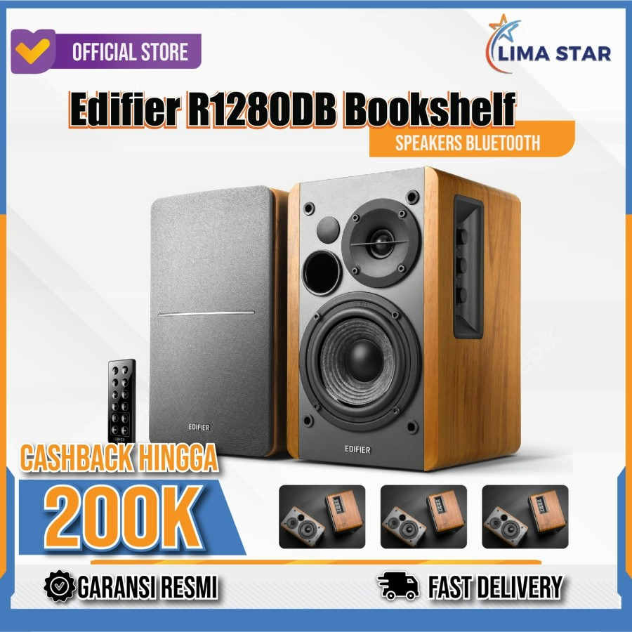 Jual Edifier R1280DB Powered Bluetooth Bookshelf Speakers Sound Brown ...
