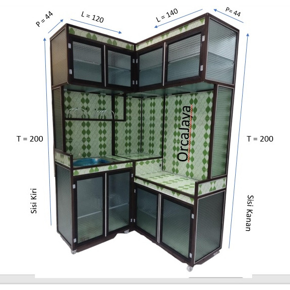 Jual Kitchen Set 4PIntu Aluminium Holo / Rak Piring wastafel 4 Pintu ...