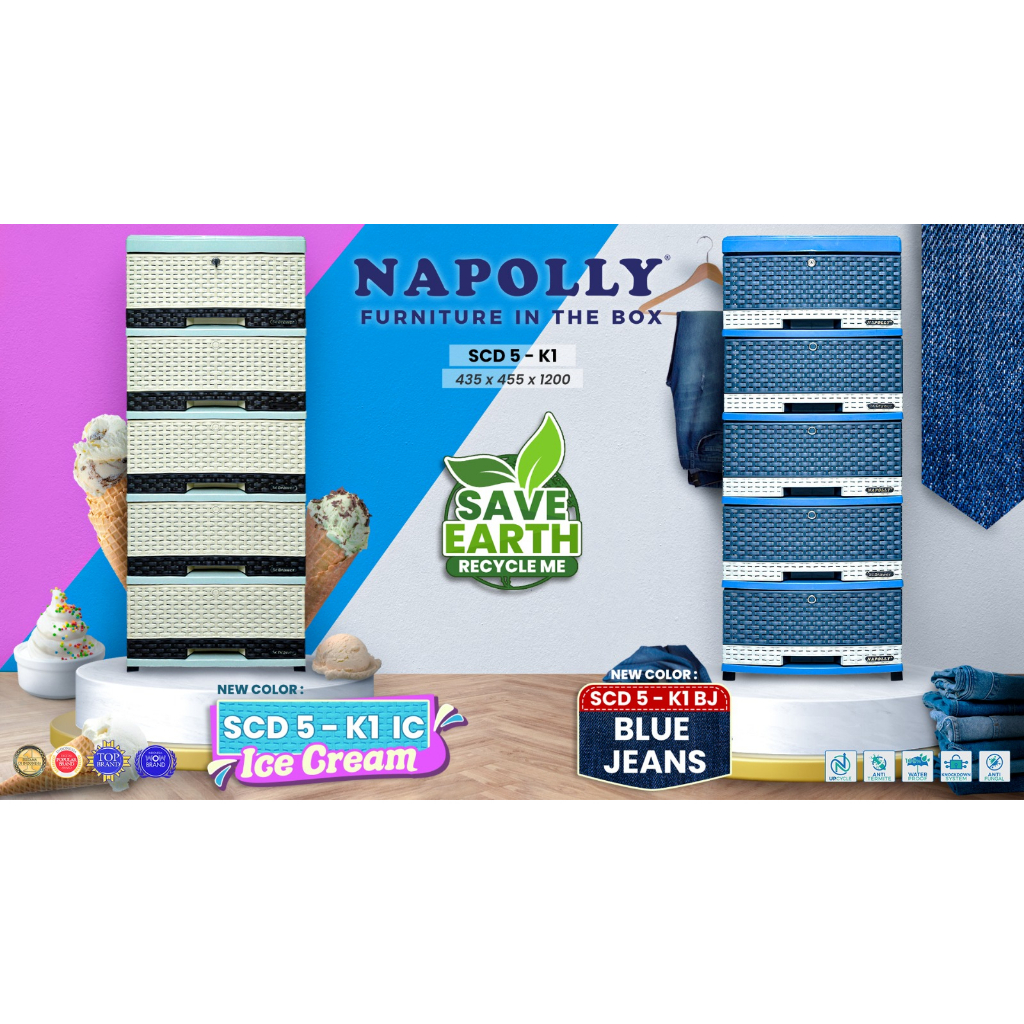 Jual SCD 5 K1 - RAK LACI CABINET NAPOLLY / Laci Napolly Cabinet 5 susun ...