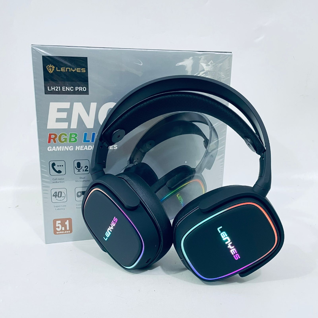 Jual LENYES LH21 Pro ENC RGB Light 40ms Headphone Gaming Bluetooth hifi ...