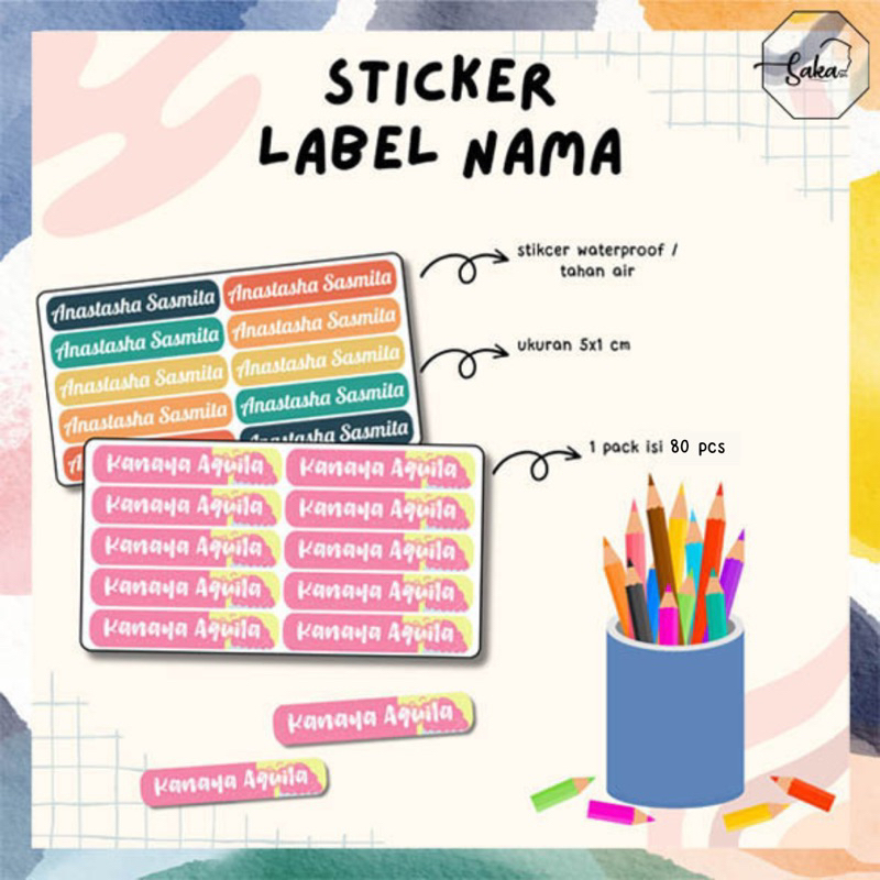 Jual [80 PCS] STICKER NAMA / LABEL NAMA CUSTOM ANTI AIR | Shopee Indonesia