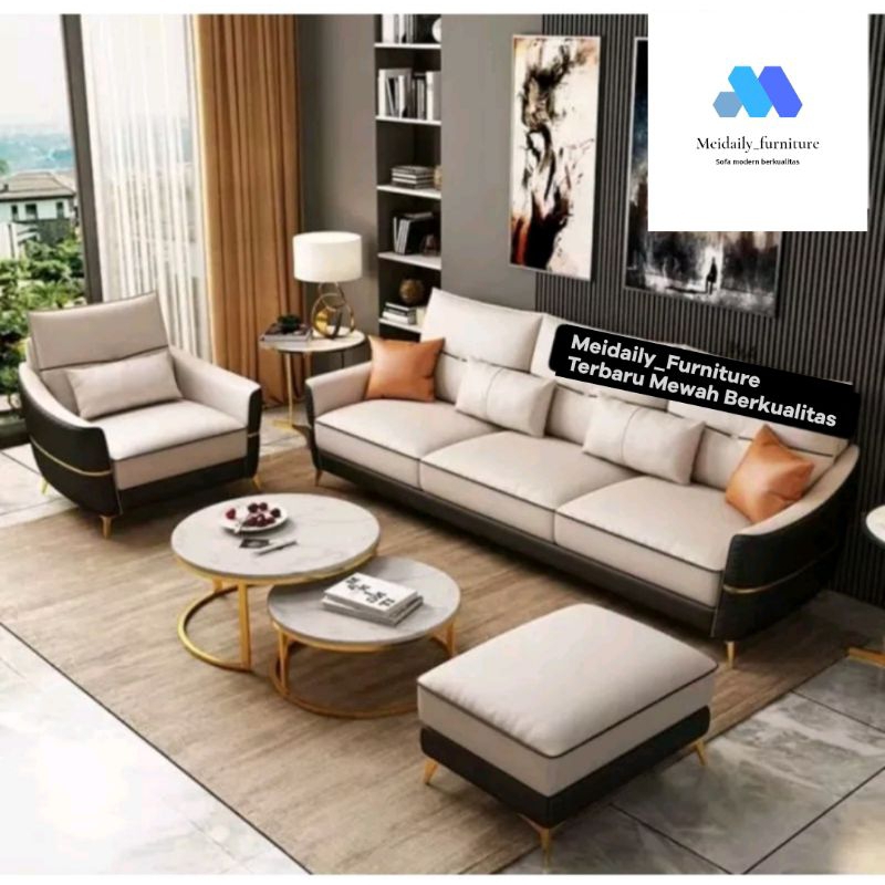 Jual sofa kulit 31+stool / sofa modern minimalis terbaru / sofa set ...