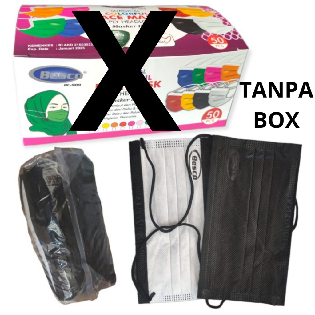 Jual Masker Hijab Headloop 3Ply 1BOX Isi 50Pcs Masker Hijab Medis Warna ...