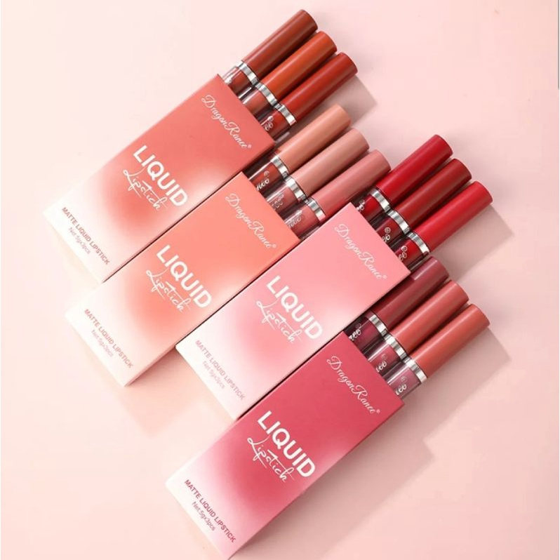 Jual Lipstik Liquid Tahan Air Isi 3 Buah Lipstik Matte Velvet Tahan ...
