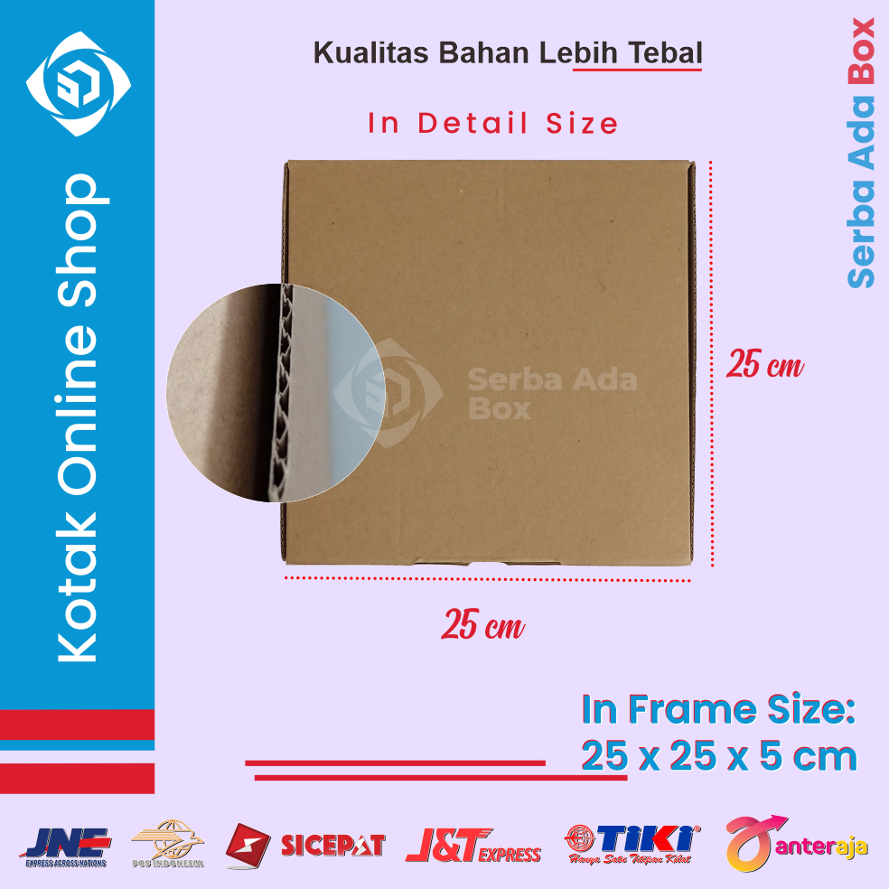 Jual KARDUS UK 25x25x5 CM / KOTAK KARTON / KOTAK PIZZA / KOTAK KARDUS ...