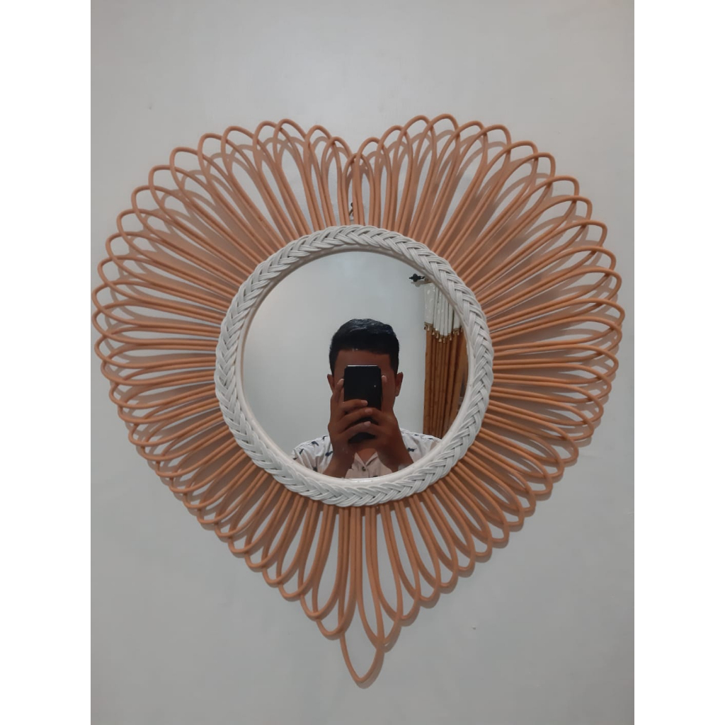 Jual Cermin Rotan Sintesis Natural | Cermin Anyaman | Aesthetic Mirror ...