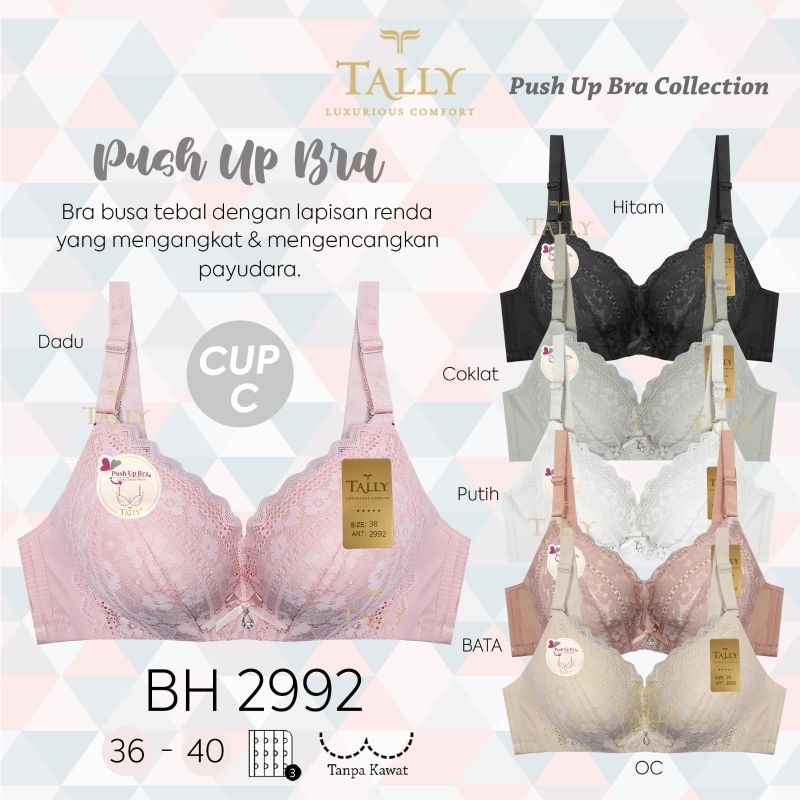 Jual BRA PUSH UP TALLY 2992 BH TANPA KAWAT BUSA TEBAL - BUNGALILY | Shopee Indonesia