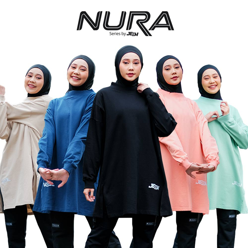 Jual Baju Olahraga Senam Wanita Muslim Muslimah Lengan Panjang Oversize Nura Series by Jeem ...
