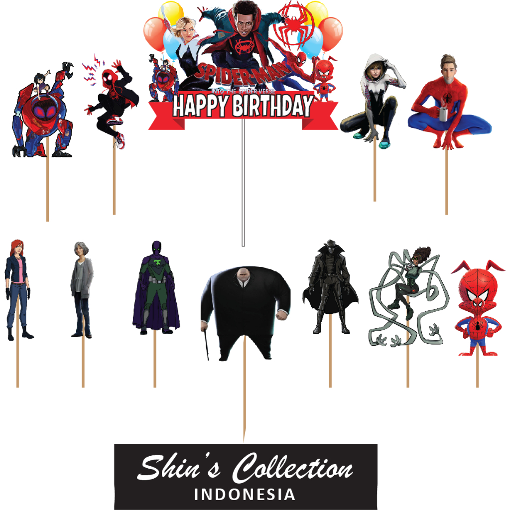 Jual Cake topper Spiderman Multiverse set isi 12 pcs | Shopee Indonesia