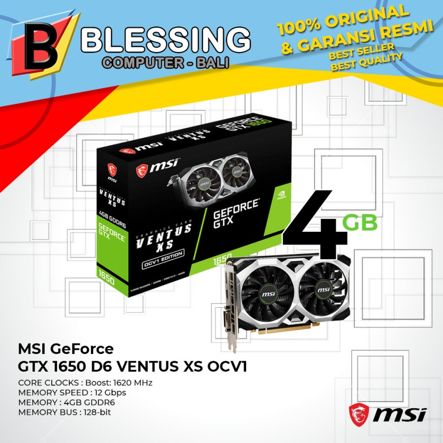 Jual VGA MSI GTX 1650 D6 VENTUS XS OCV1 / VGA 1650 / VGA GTX1650 ...