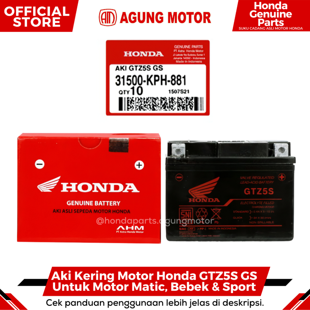 Jual Aki Kering Motor Honda GTZ5S GS Untuk Motor Matic, Bebek & Sport ...