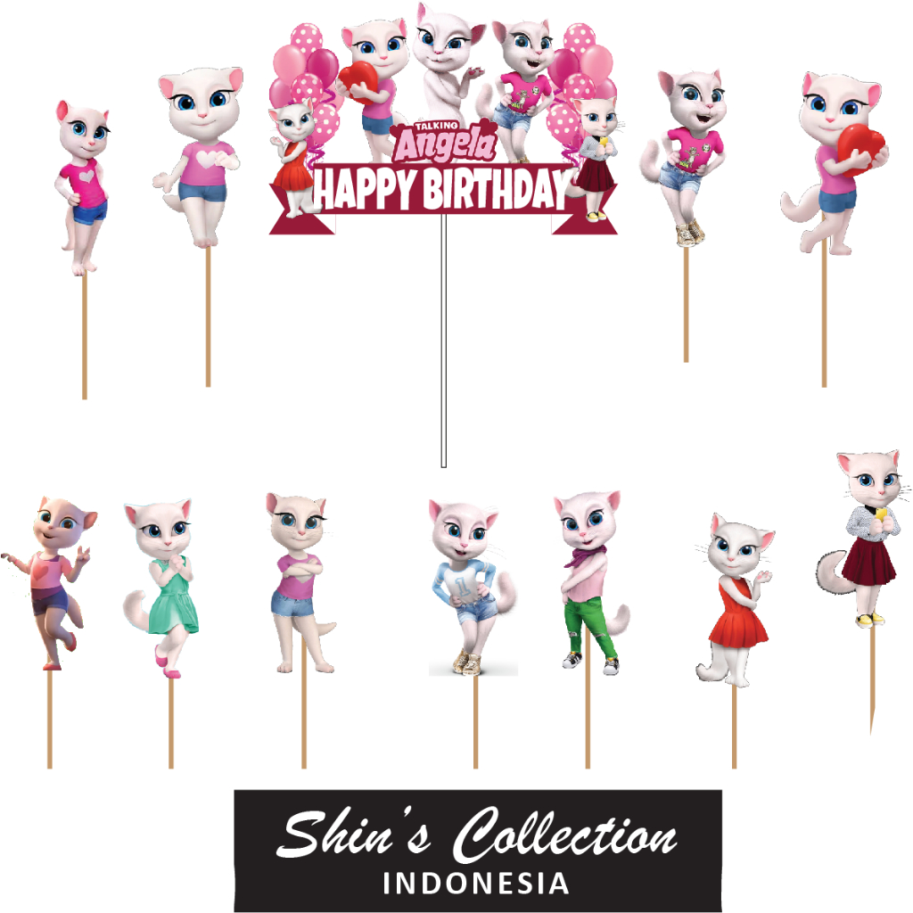 Jual Cake topper Talking Angela solo set isi 12 pcs | Shopee Indonesia