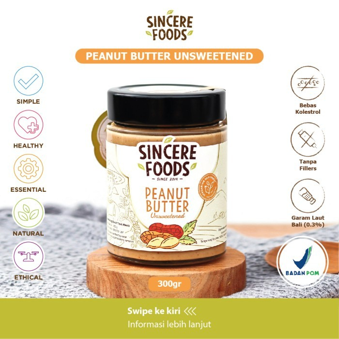 Jual Selai Kacang Peanut Butter Unsweetened 300gr Tanpa Gula Mpasi Keto ...