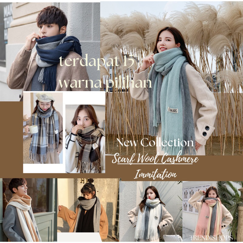 Jual Syal Korea Scarf Wool Cashmere Immitation Fashion Winter Autumn ...