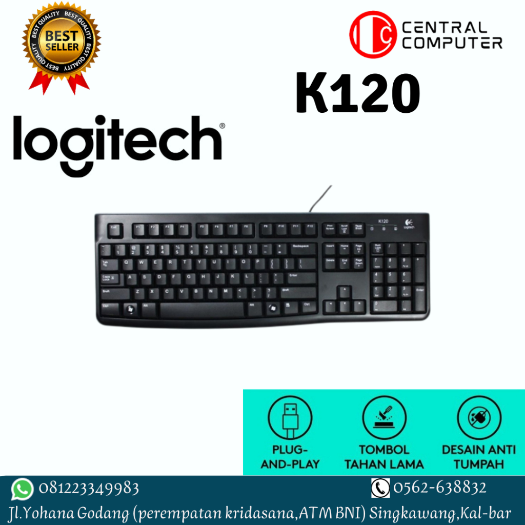 Jual Logitech K120 Keyboard Wired USB Full Size | Shopee Indonesia