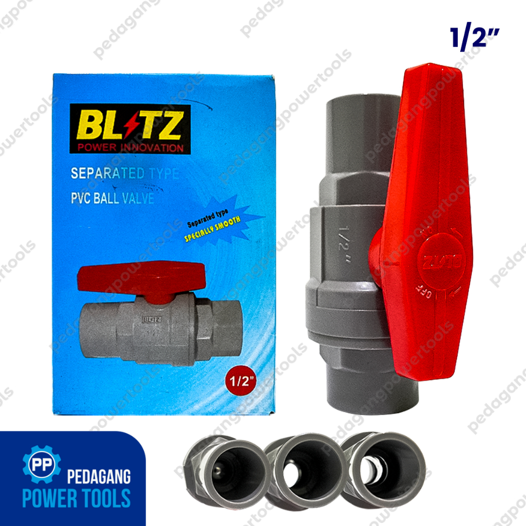 Jual BLITZ BALL VALVE PVC 1/2" INCH POLOS STOP KRAN PLASTIK KERAN AIR PIPA | Shopee Indonesia