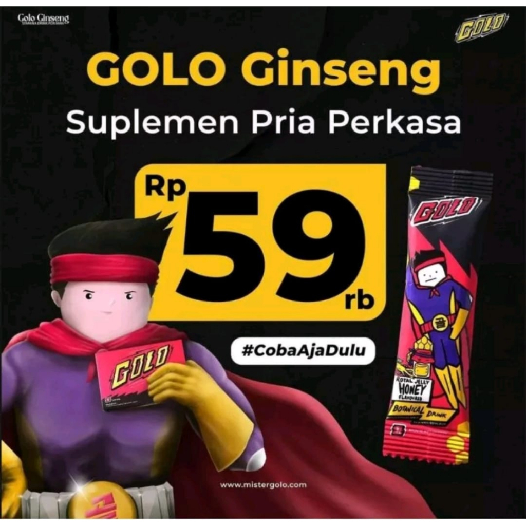 Jual Mister GOLO, Golo, Mister Golo isi 5 Sachet, Suplemen Pria Herbal Serbuk Rasa Jelly Madu ...