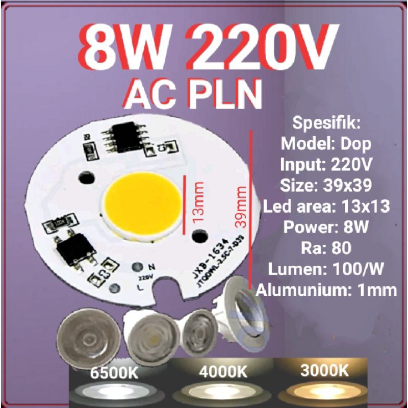 Jual Led 8W 220Vac HPL CHIP SMART IC/PLN LANGSUNG ISI ULANG DOWNLIGHT ...