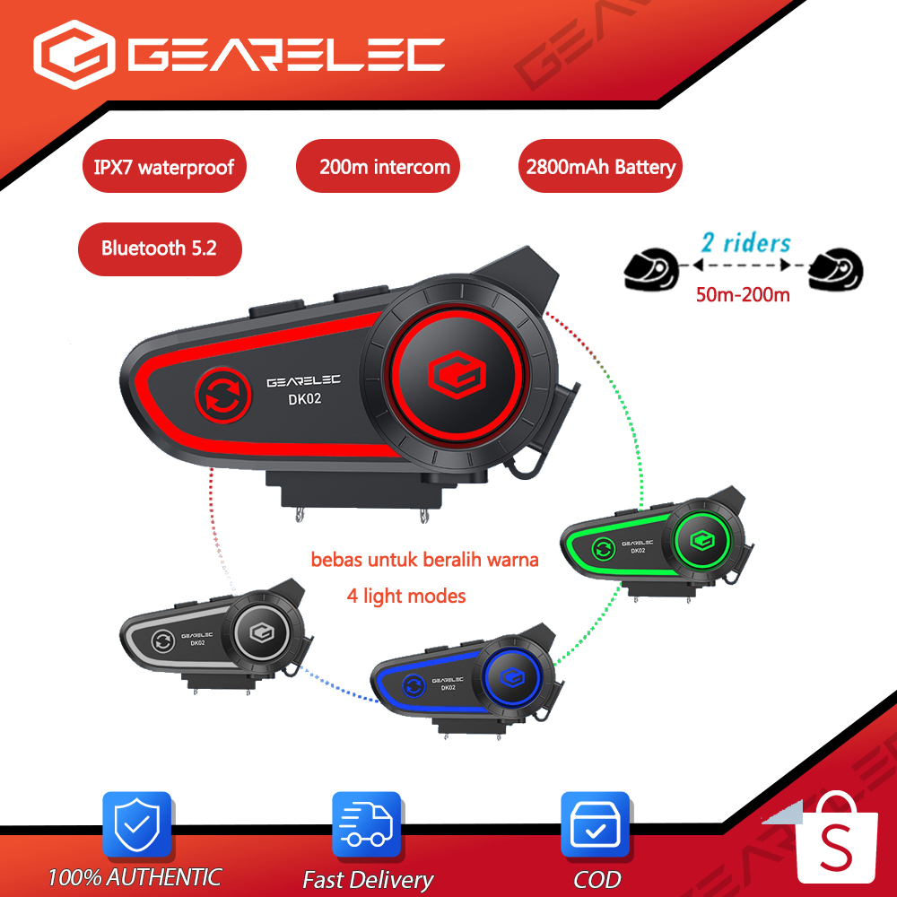 Jual GEARELEC interkom 2 orang DK02 bluetooth helm headset helm sepeda ...