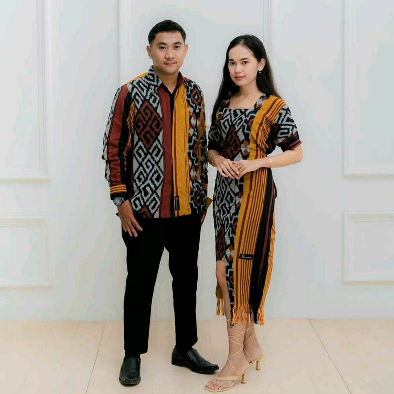 Jual SET PAKAIAN COUPLE TENUN JEPARA BAJU DRESS PREWEDDING DRESS COUPLE TENUN KEMEJA COUPLE ...